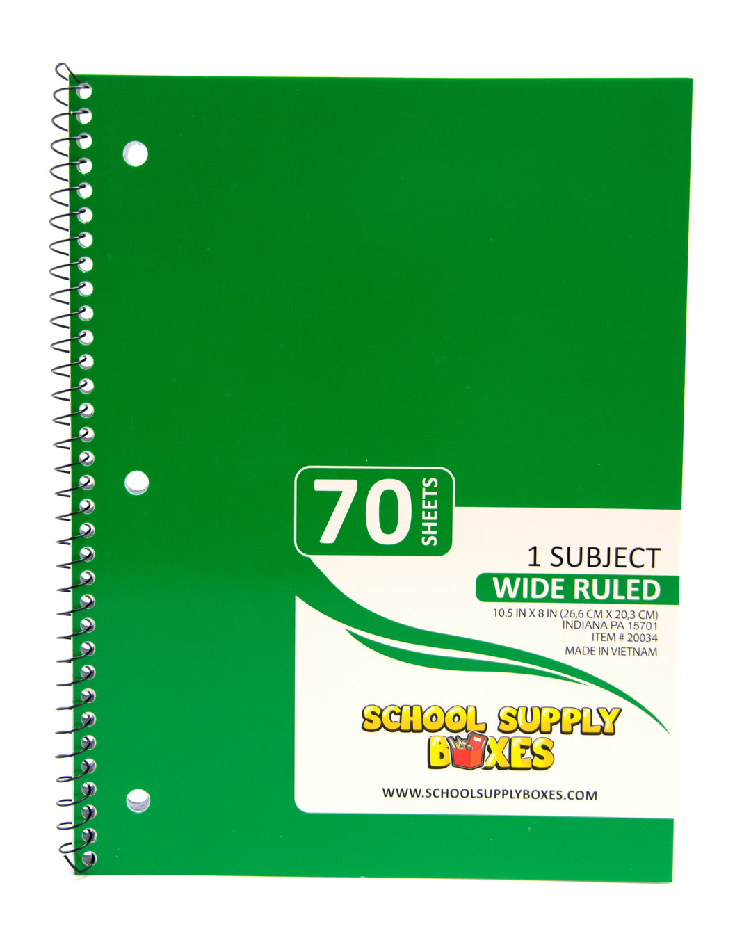 Wide Ruled Single Subject Notebook - School Supply Boxes