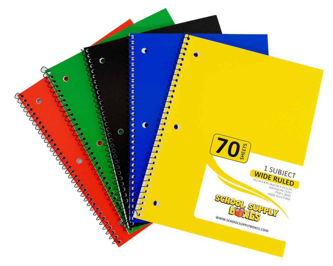 Wide Ruled Single Subject Notebook - School Supply Boxes